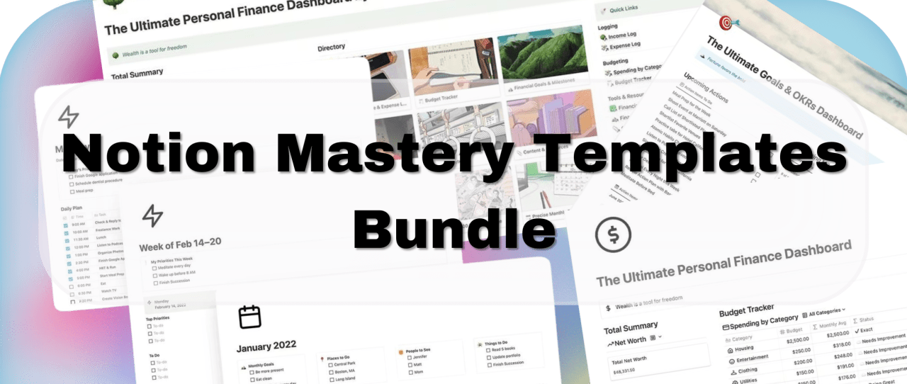 Notion Mastery Templates Bundle: Elevate Your Life & Conquer Every ...